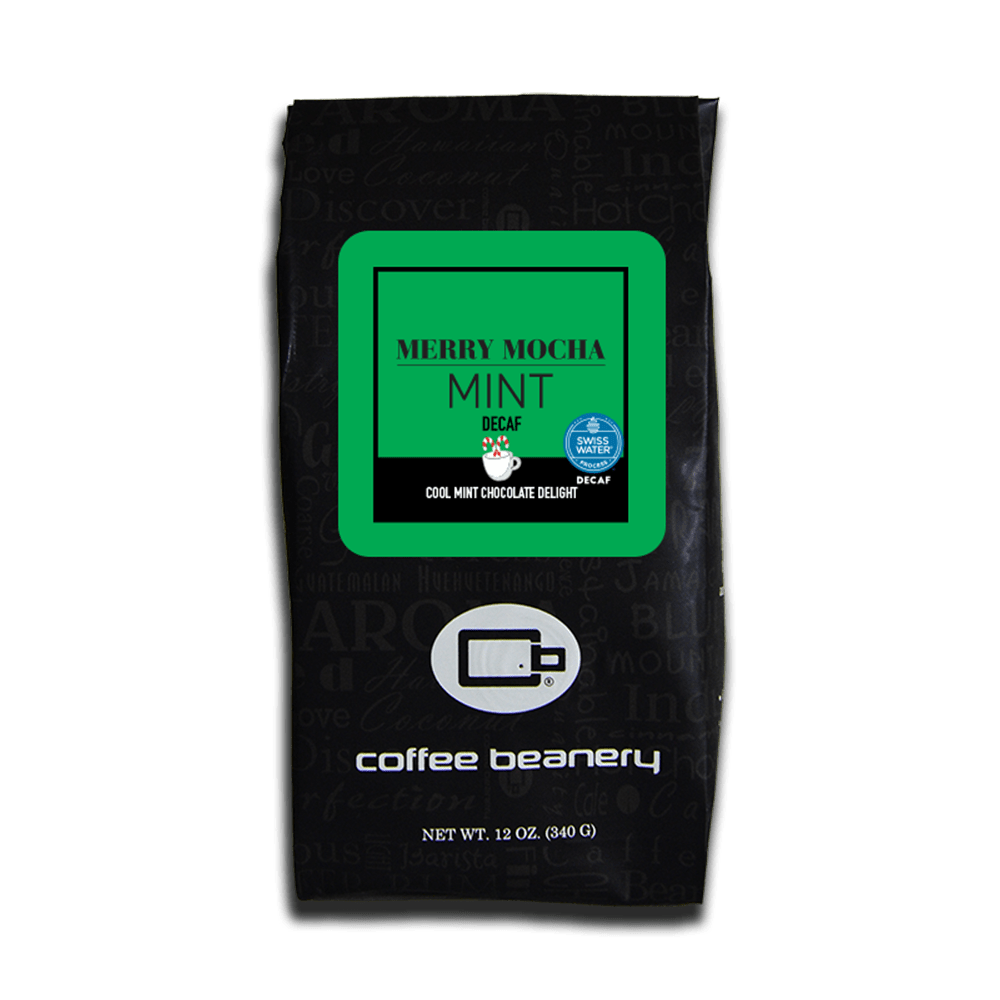 Merry Mocha Mint Flavored SWP Decaf Coffee | Coffee Beanery